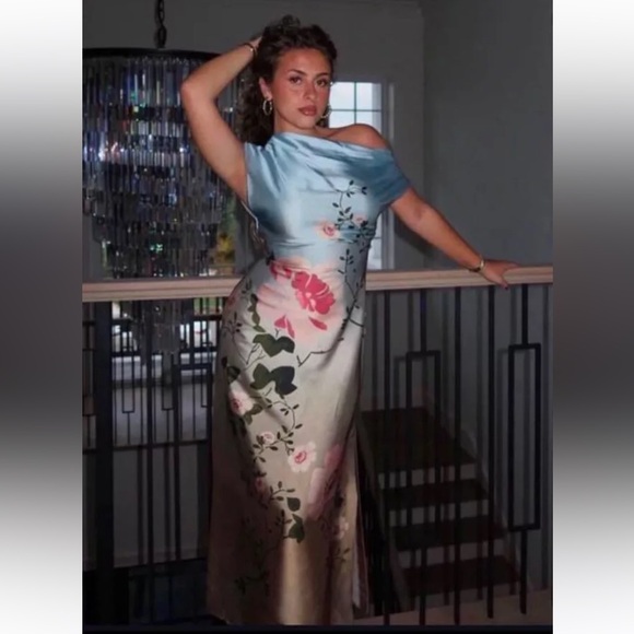 Zara | Dresses | Zara Satin Effect Floral Print Dress | Poshmark